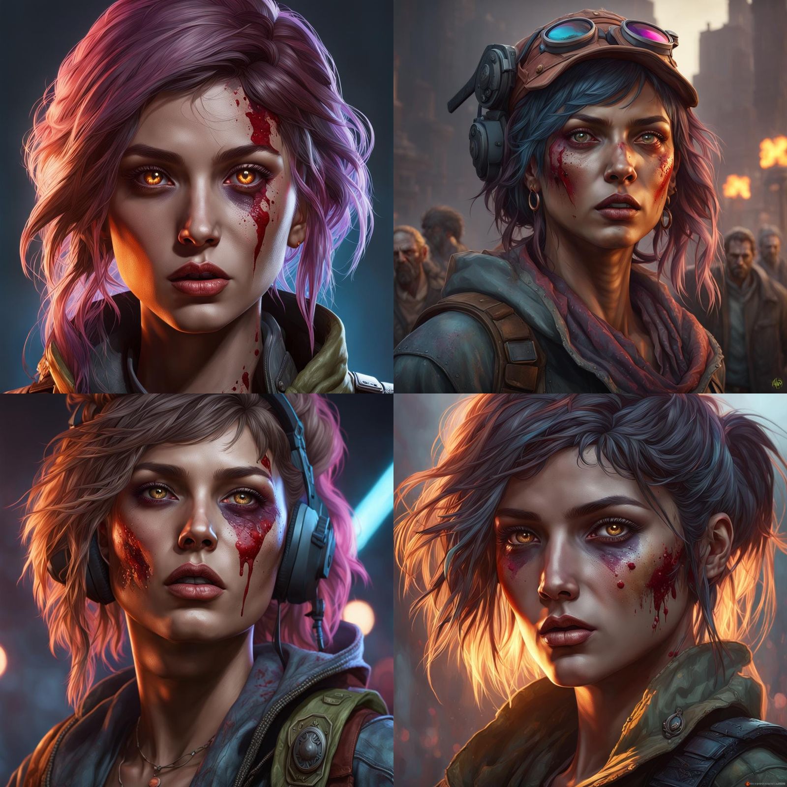 Survivors of a zombie apocalypse head and shoulders portrait, 8k ...