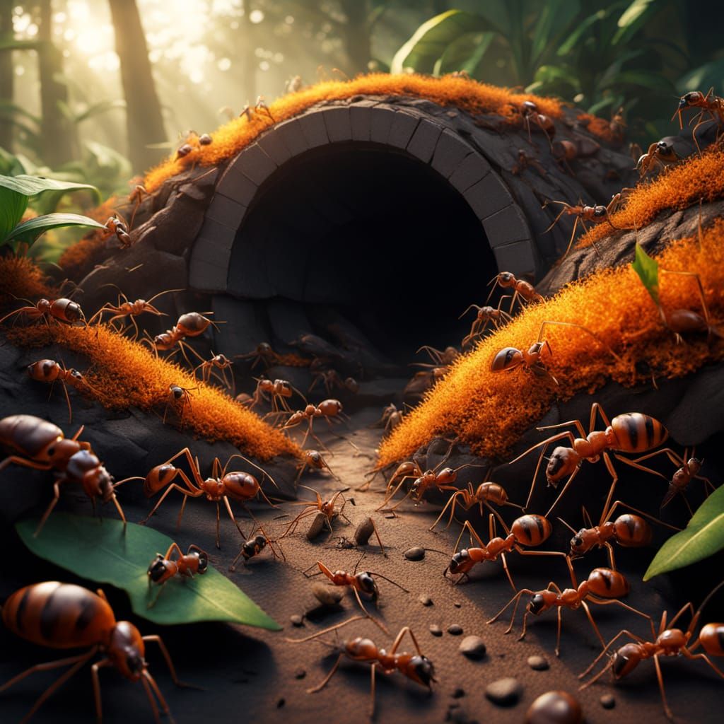 War of the Red Ants - Epic Close-Up of Red Ants Emerging fro...