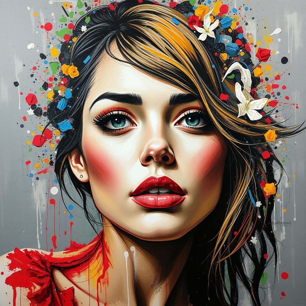 Vibrant Woman's Portrait in Hyperdetailed Impasto ... - AI Art