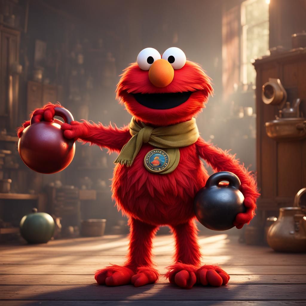 Kettlebell Elmo! - AI Generated Artwork - NightCafe Creator