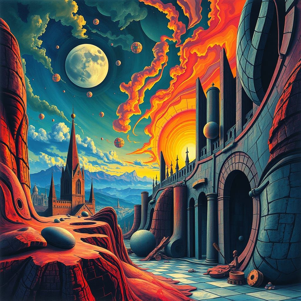 Surreal - Surrealist Dreamscape in Vibrant, Distorted Propor...