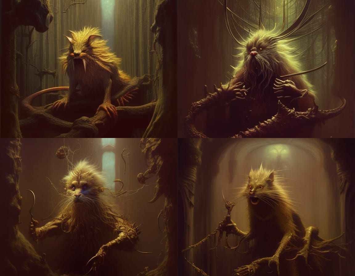 close-up brightly lit advanced fantasy realism of a majestic King Rat ...