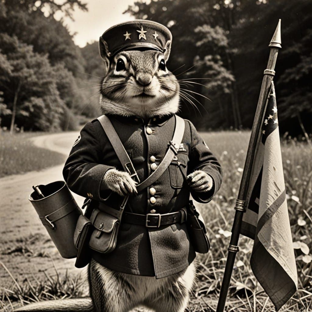 Maj. General Inky - Chipmunk in Civil War Era Soldier's Unif...