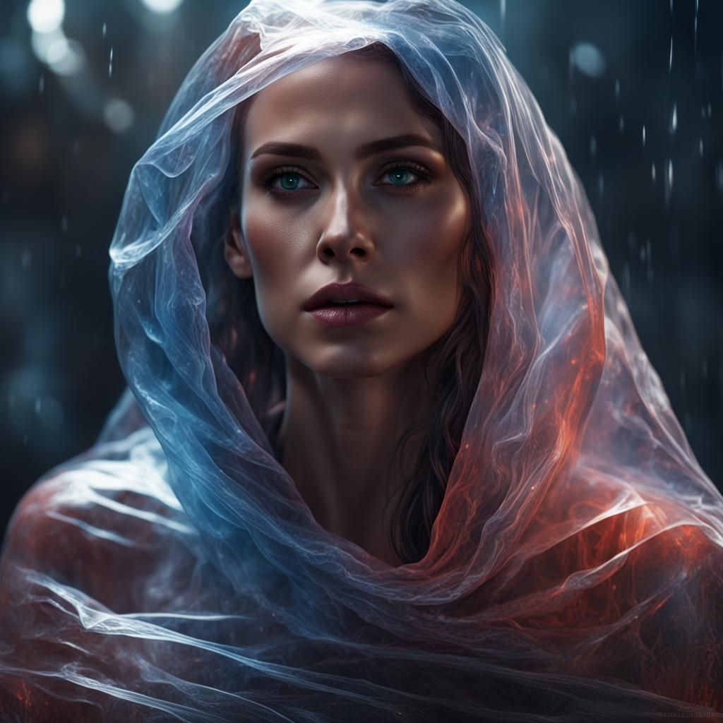 Woman inside plastic wrap - AI Generated Artwork - NightCafe Creator