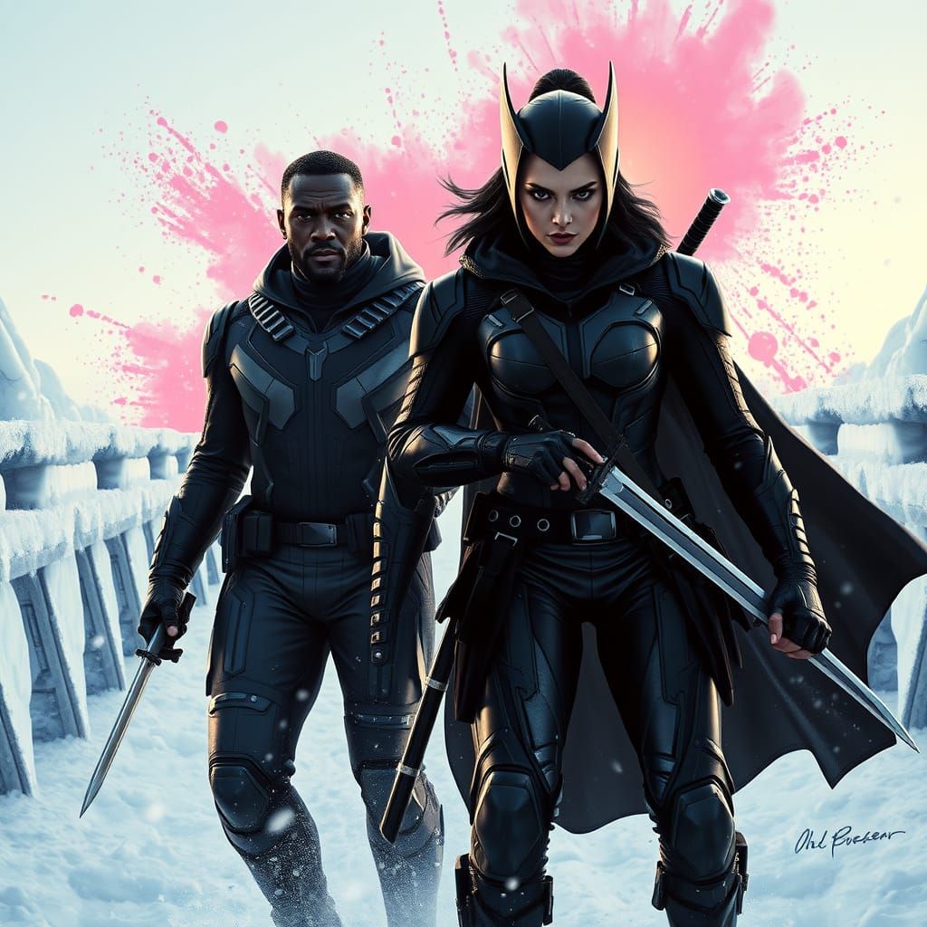 Avengers Heroes Stand Tall in Antarctica Snowstorm - AI Art