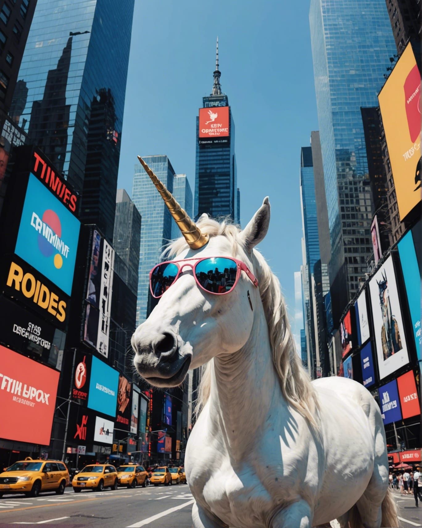 unicorn at Times Square - AI Generated Artwork - NightCafe Creator