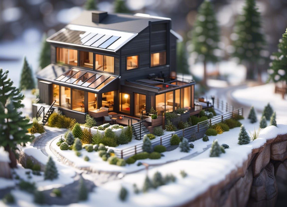 Solarpunk house in winter - AI Generated Artwork - NightCafe Creator
