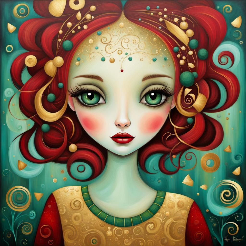 Colorful girl portrait - Vibrant Girl in Whimsical Illustrat...