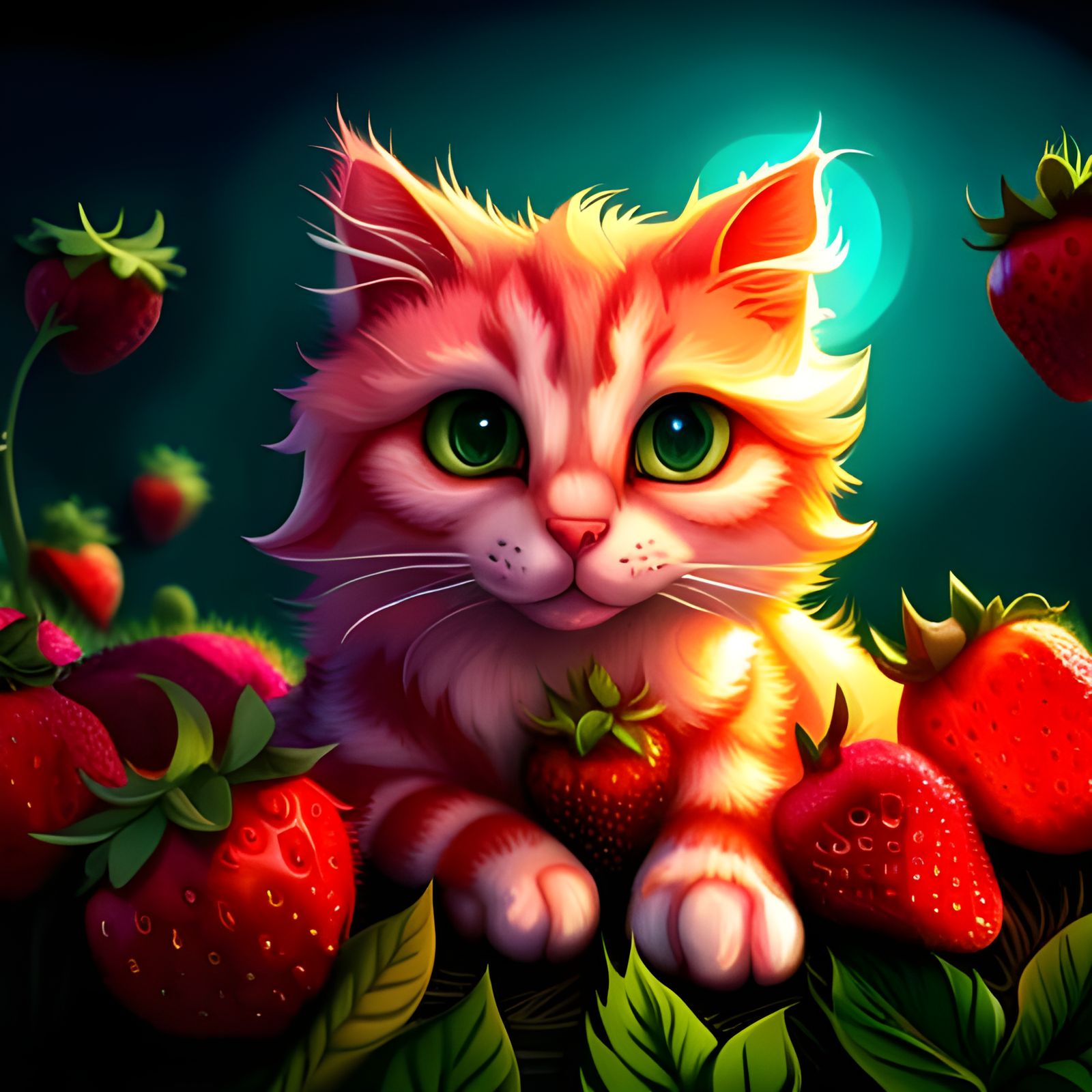 Strawberry Cat - AI Generated Artwork - NightCafe Creator