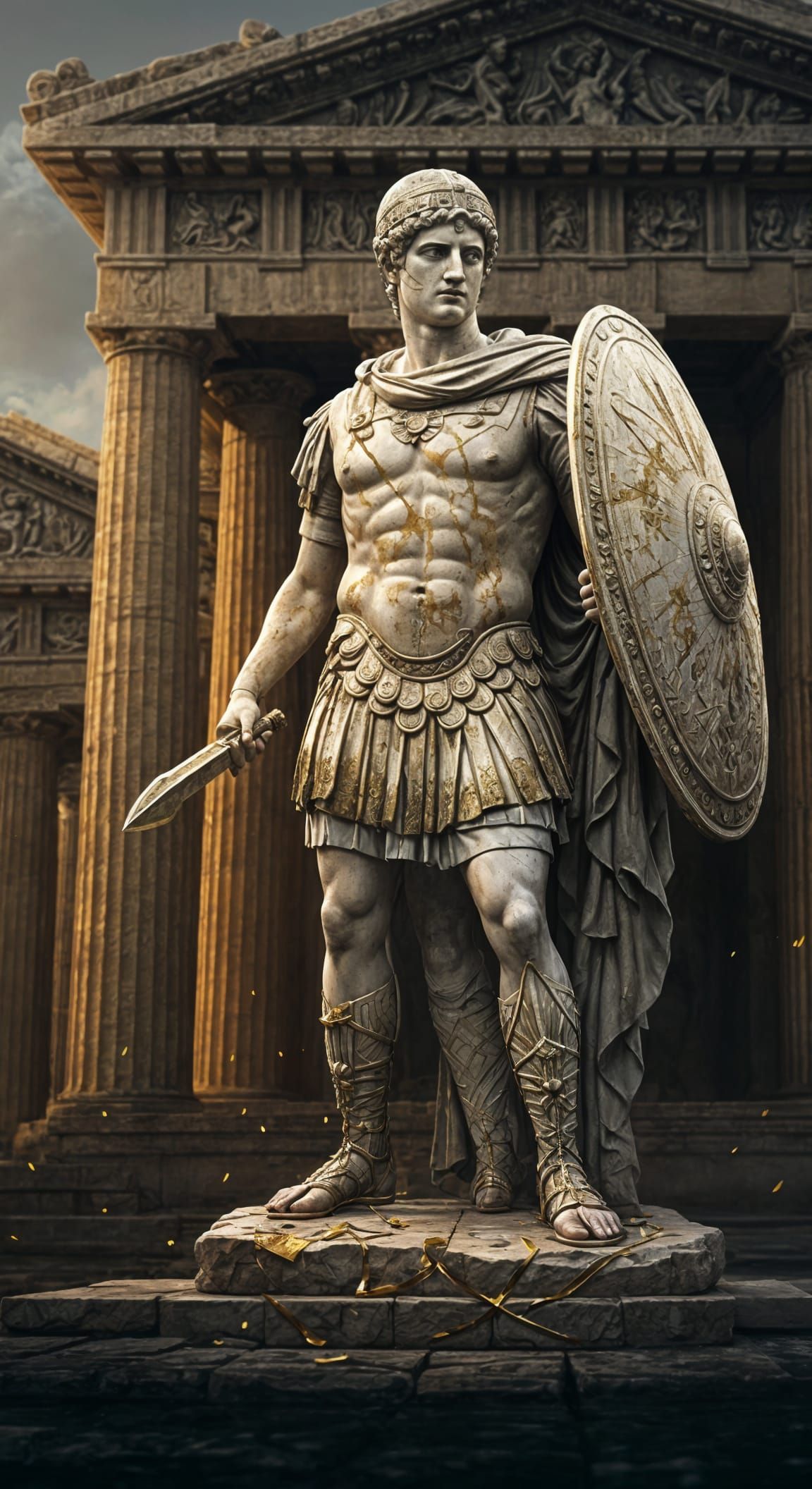 "Audentes fortuna iuvat" - Ancient Roman Warrior in Golden M...