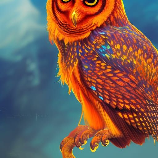 Beautiful and colorful fiery owl - AI Generated Artwork - NightCafe Creator