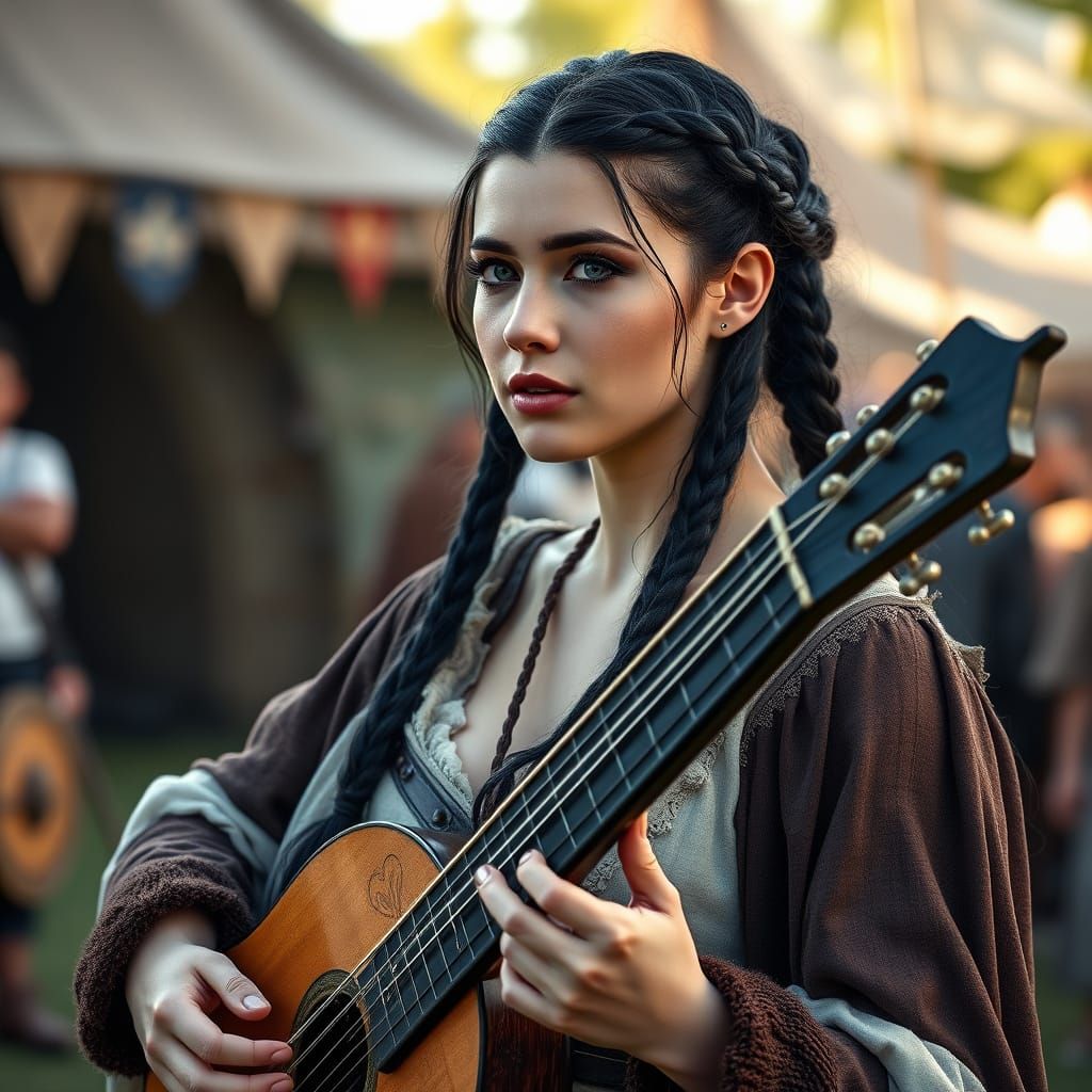 Sing along... - Elegant Viking Supermodel Performs with Lute