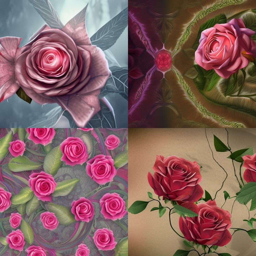 pattern flower rose and leaf - AI Generated Artwork - NightCafe Creator