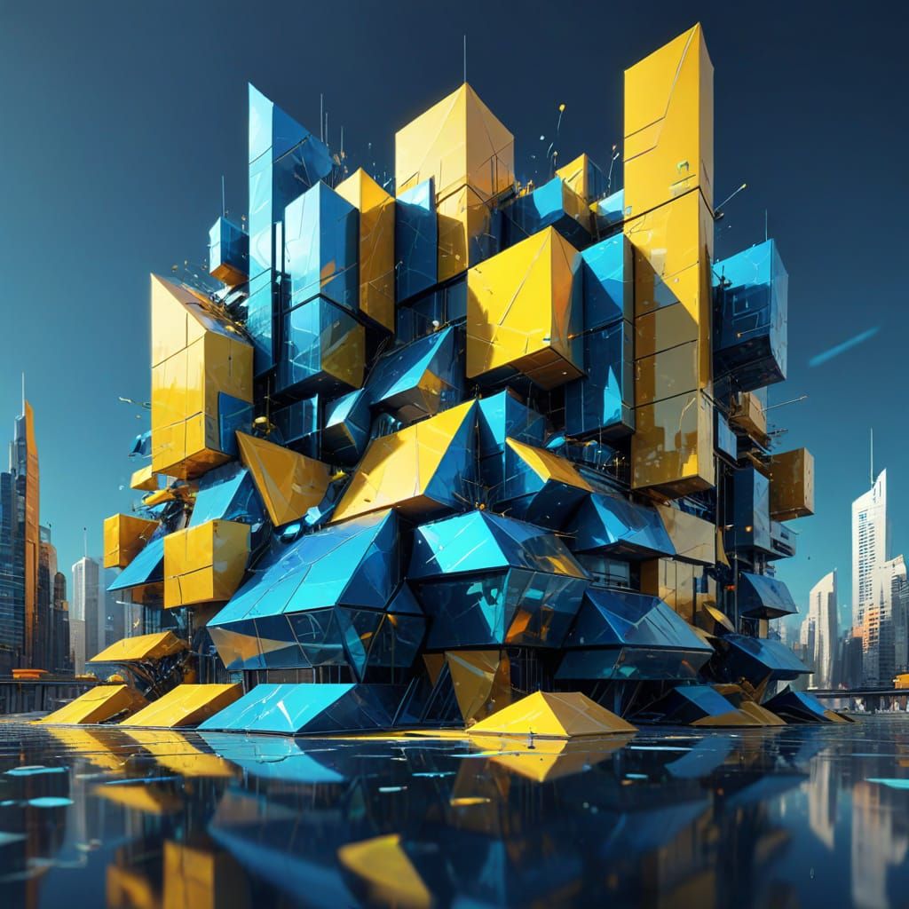 Hypermodernist Digital Sculpture in Vibrant Yellow... - AI Art
