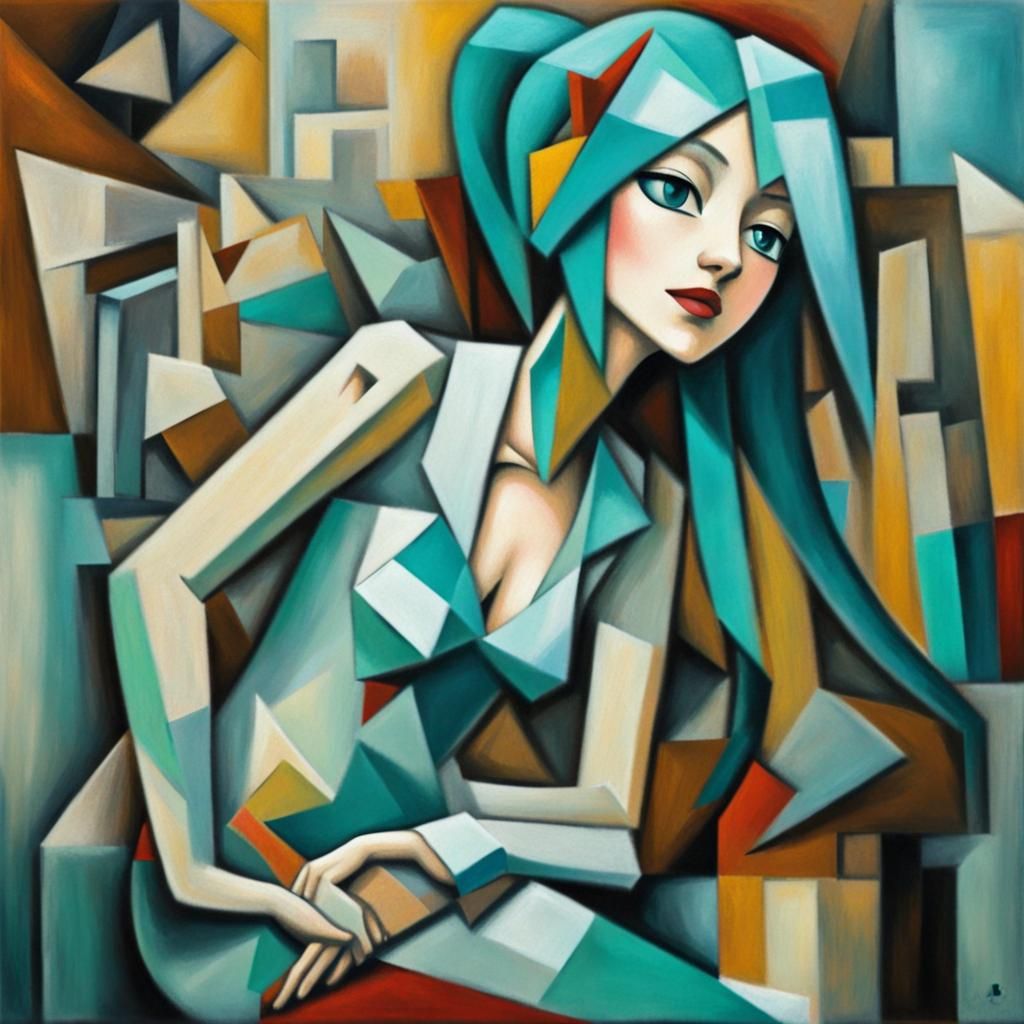 Hatsune Miku cubist study - AI Generated Artwork - NightCafe Creator