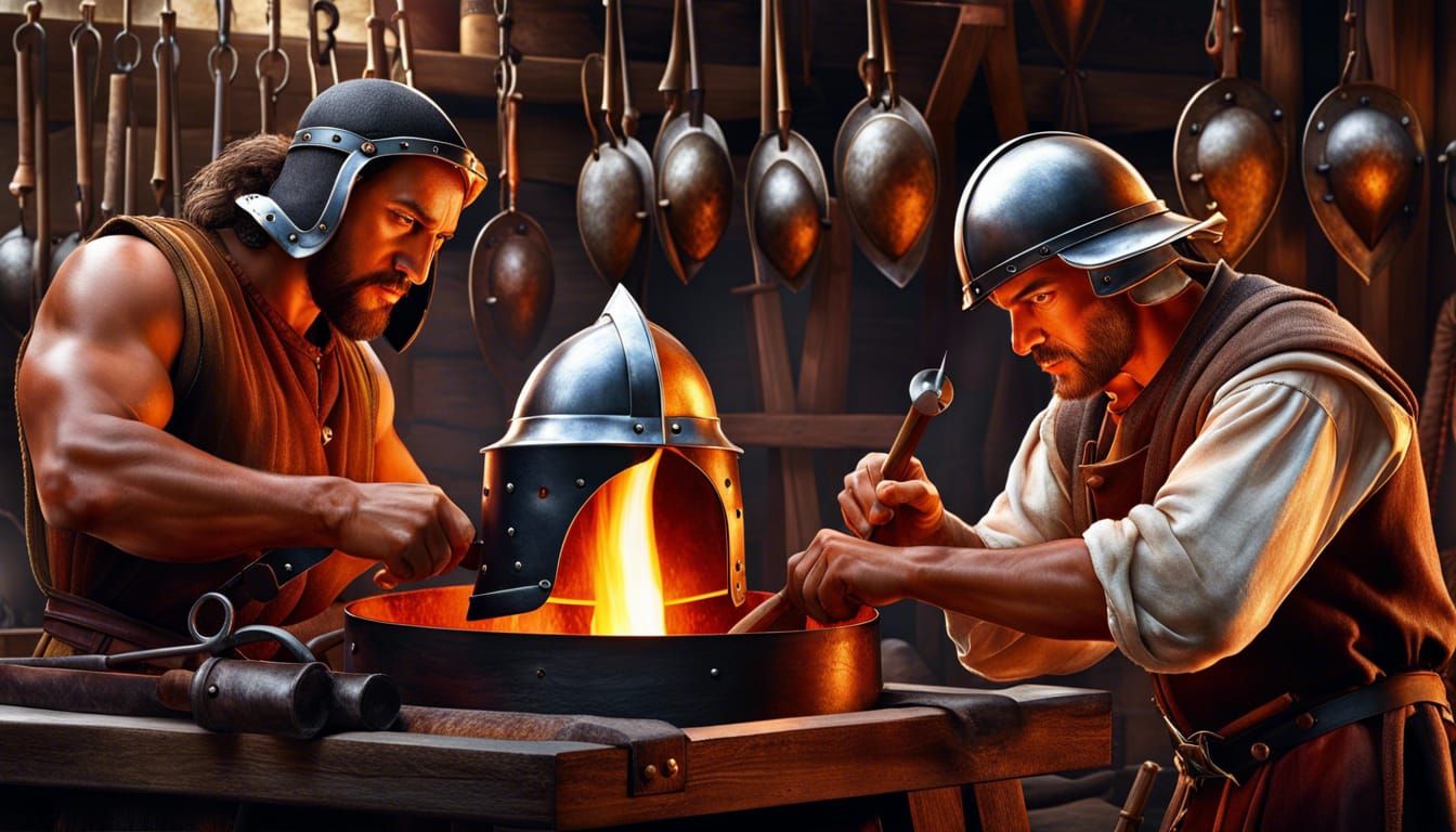 Forging a Helmet - AI Generated Artwork - NightCafe Creator