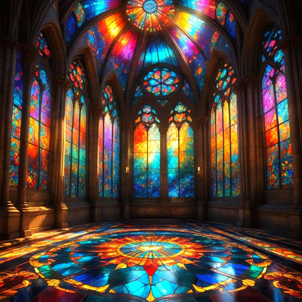 Cathedral’s Giant Brilliantly illuminated fantasy stained glass window ...