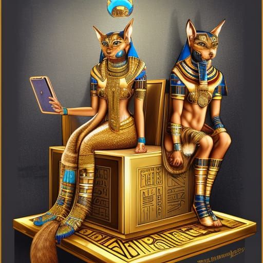 Anubis & Bastet #2 - AI Generated Artwork - NightCafe Creator