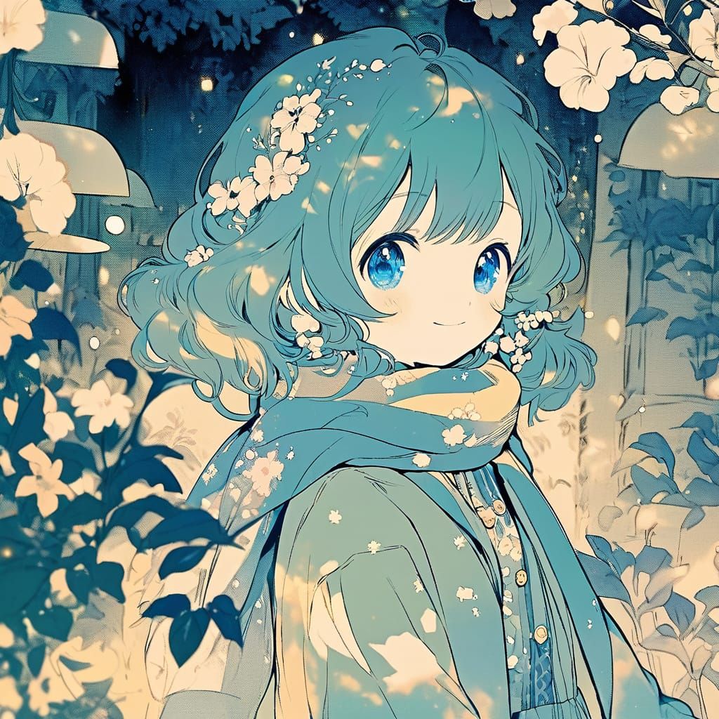 Anime Lamb with Flowers: Vibrant Digital Painting - AI Art