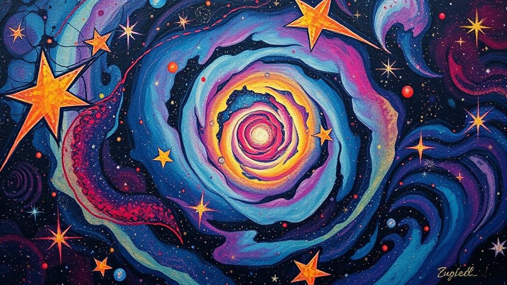 Vivid MultiStar Star Cluster in a Swirling Maelstr... - AI Art