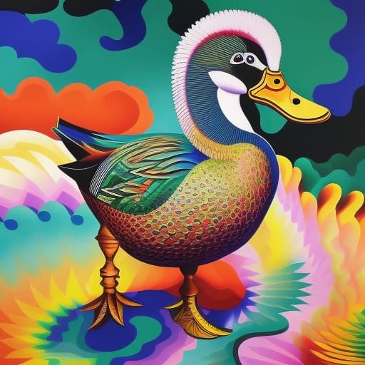"duck psychedelic patterns" Unreal Engine poster art post-impressionism ...