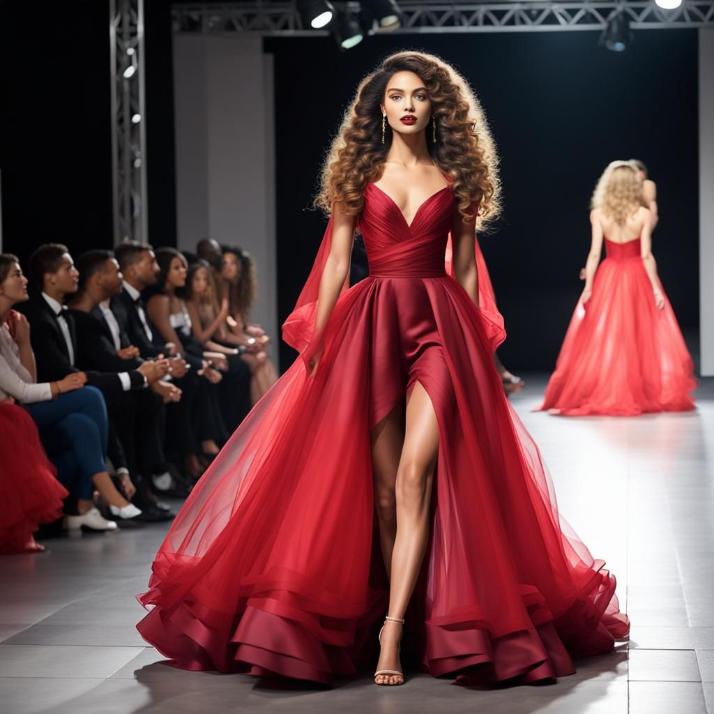 Shades Of Red Wide Evening Gowns Realistic & Simple. Redone. - AI Generated Artwork - NightCafe ...
