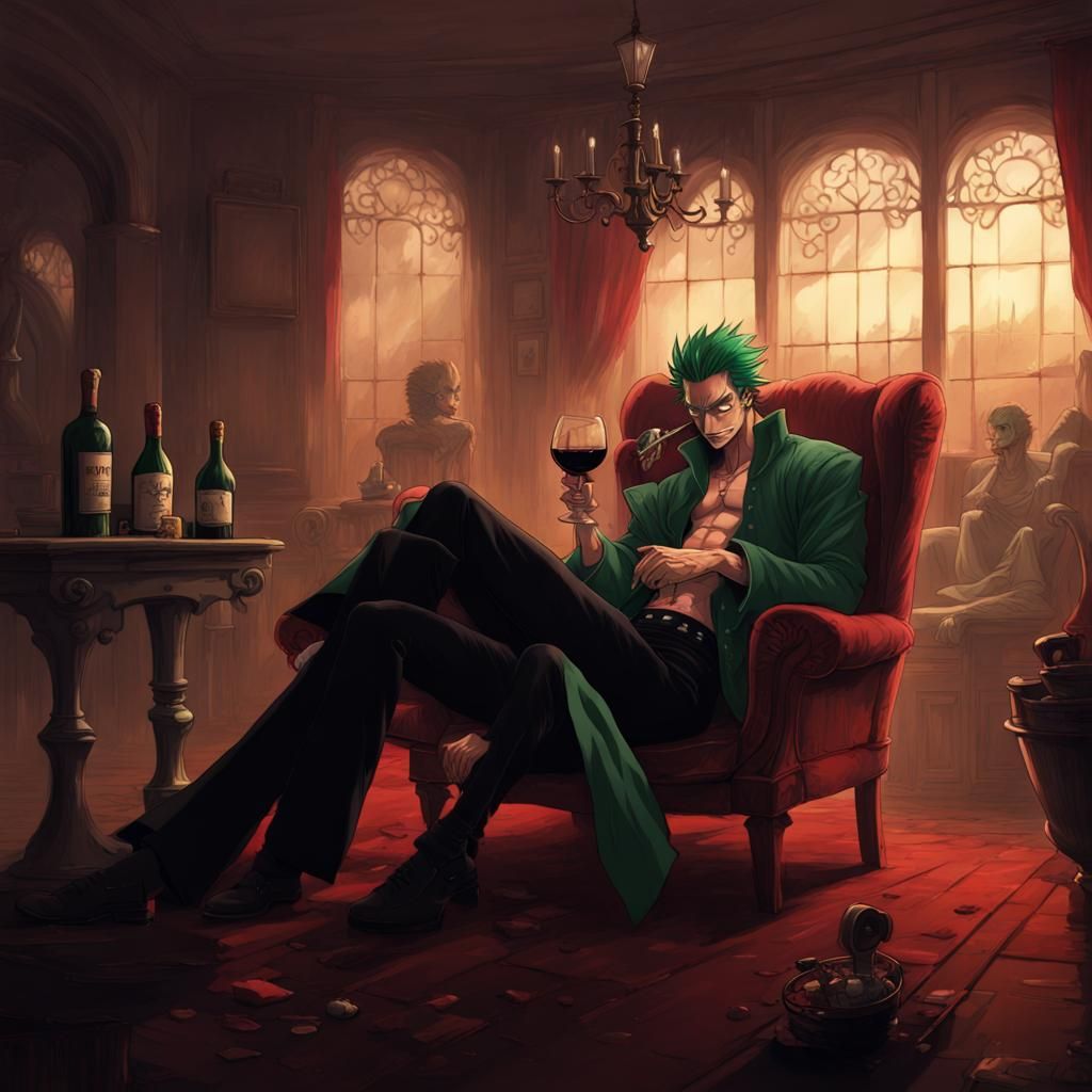 Zoro drinking wine on Gloomy Island #2 - AI Generated Artwork ...