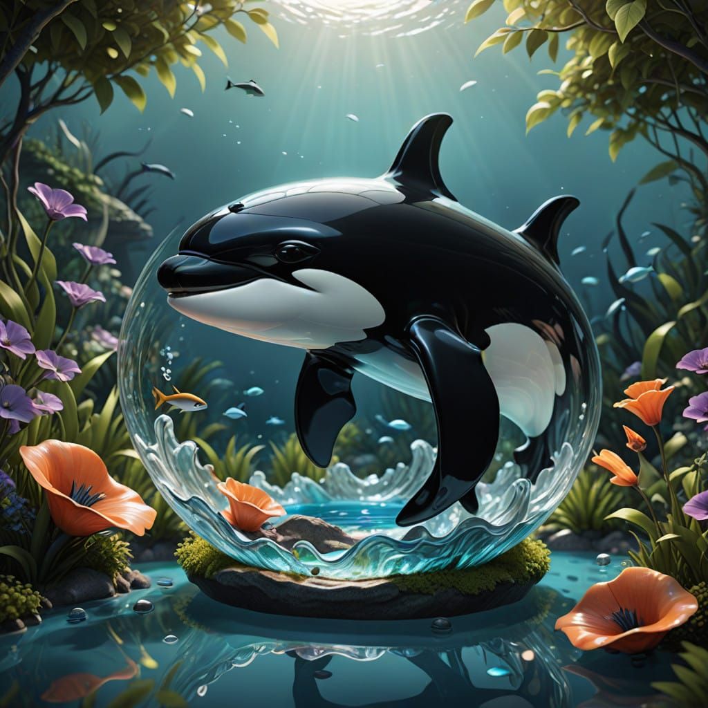 orca's in glass ball - orca's in glass ball