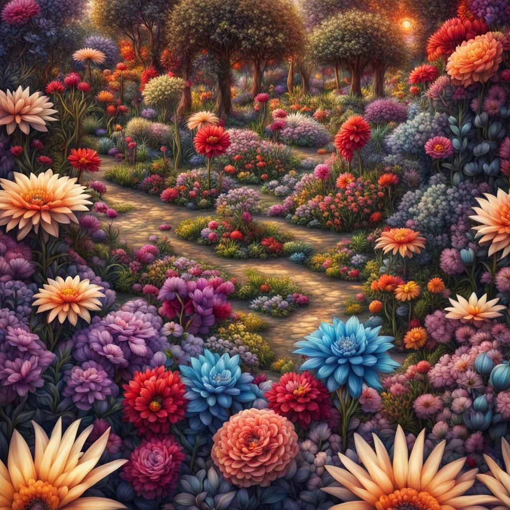 Chaos mutated strange garden with colorful flowers - AI Generated ...