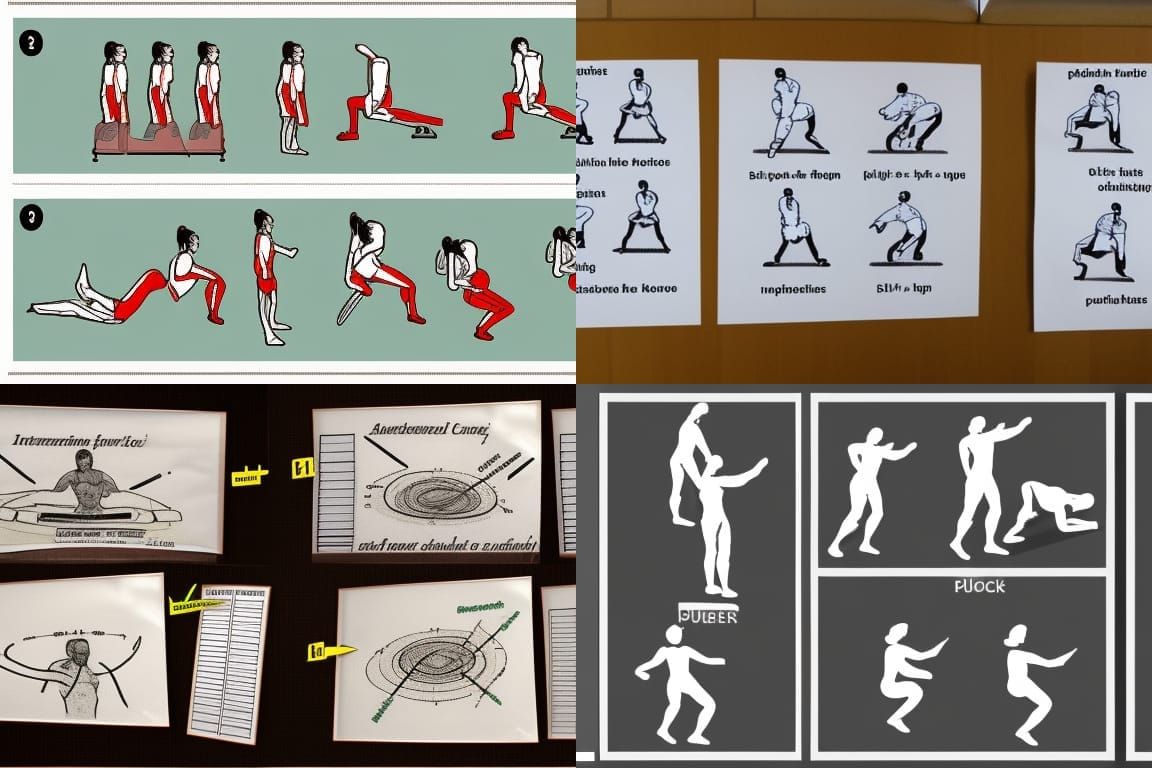 Instructional diagrams for various exercises. - AI Generated Artwork ...