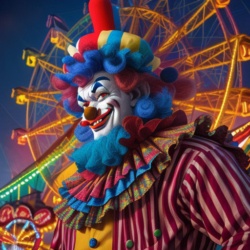Clown - Surreal Carnival Scene in the Style of Moebius