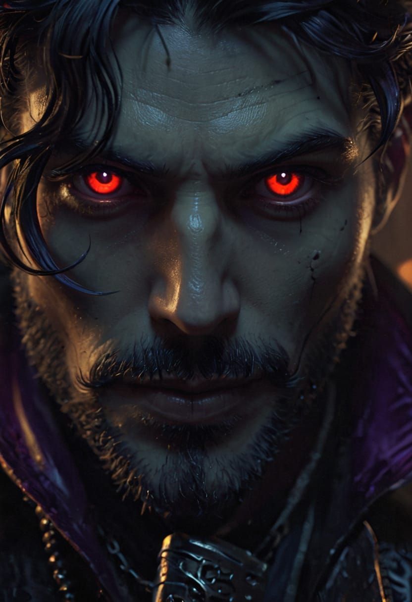 Sinister Vampire Portrait in Rich, Dark Fantasy St... - AI Art