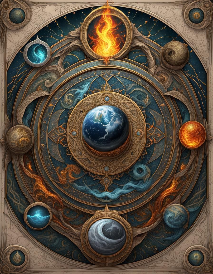 Tarot card elements Earth Water Wind and Fire - AI Generated Artwork ...