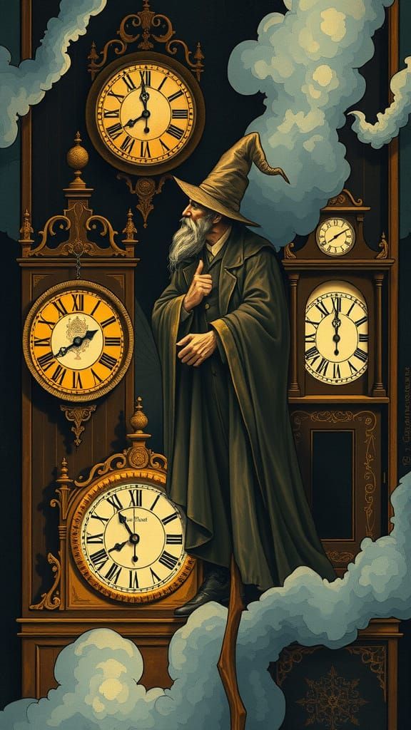 Lonely Wizard in Art Nouveau Style - AI Art