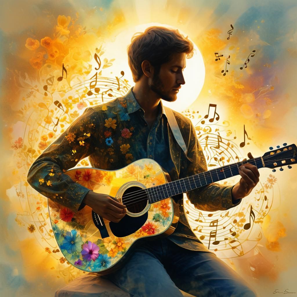 A colorful guitar player - AI Generated Artwork - NightCafe Creator