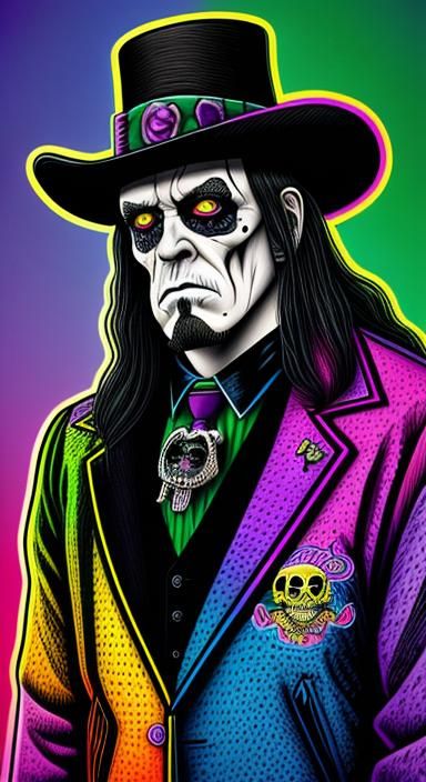 The Undertaker in the style of Lisa Frank - AI Generated Artwork - NightCafe Creator