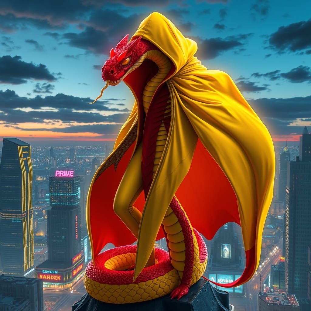 Hooded Yellow and Red Snake - Ethereal Anime-Inspired Snake ...