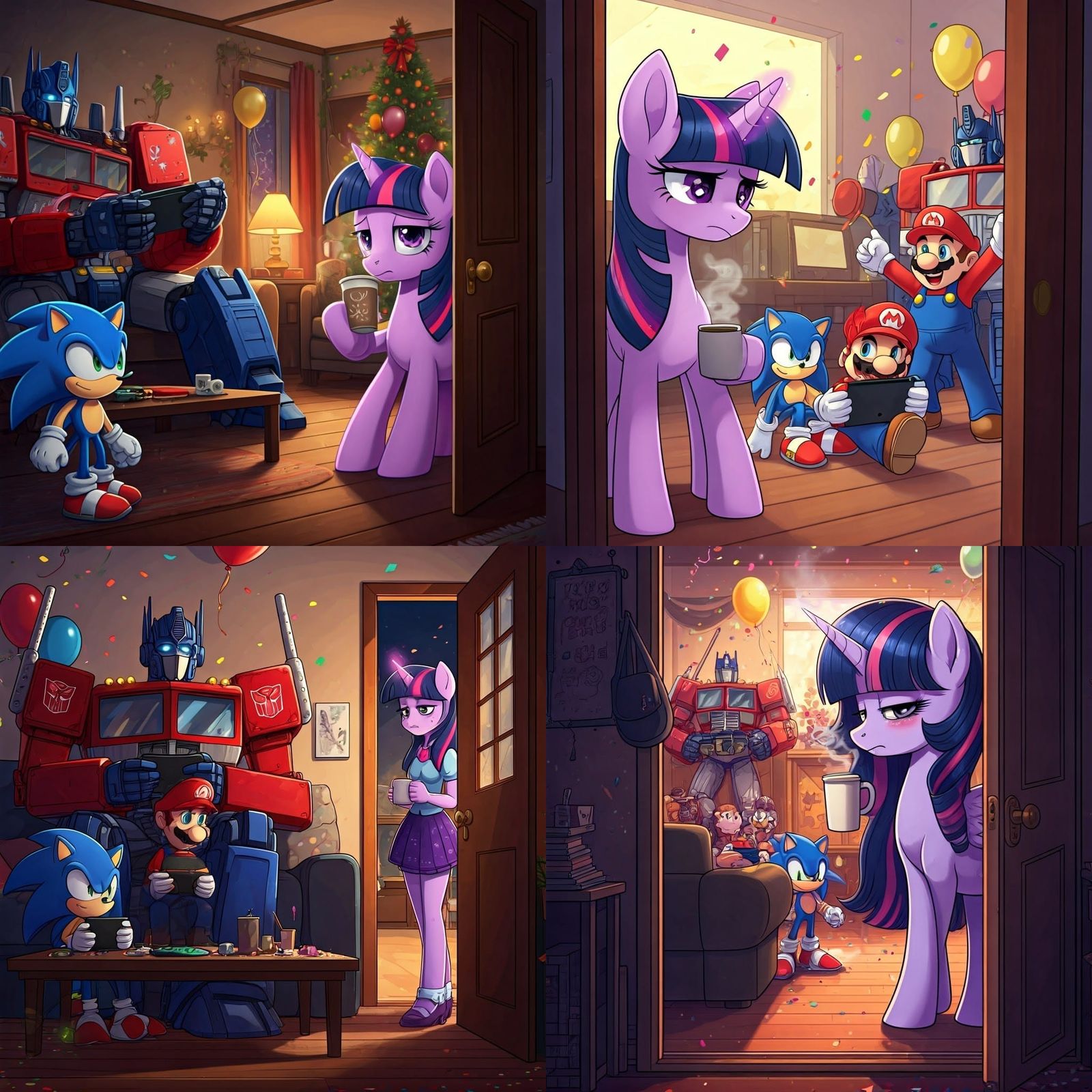 Autobots Unite with Mario and Sonic on New Year's ... - AI Art