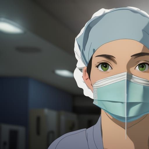 Female neurosurgeon with green eyes and light brown hair wearing blue ...