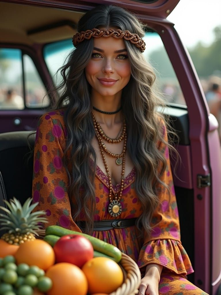 Vintage Greek goddess Demeter at Woodstock in 1969