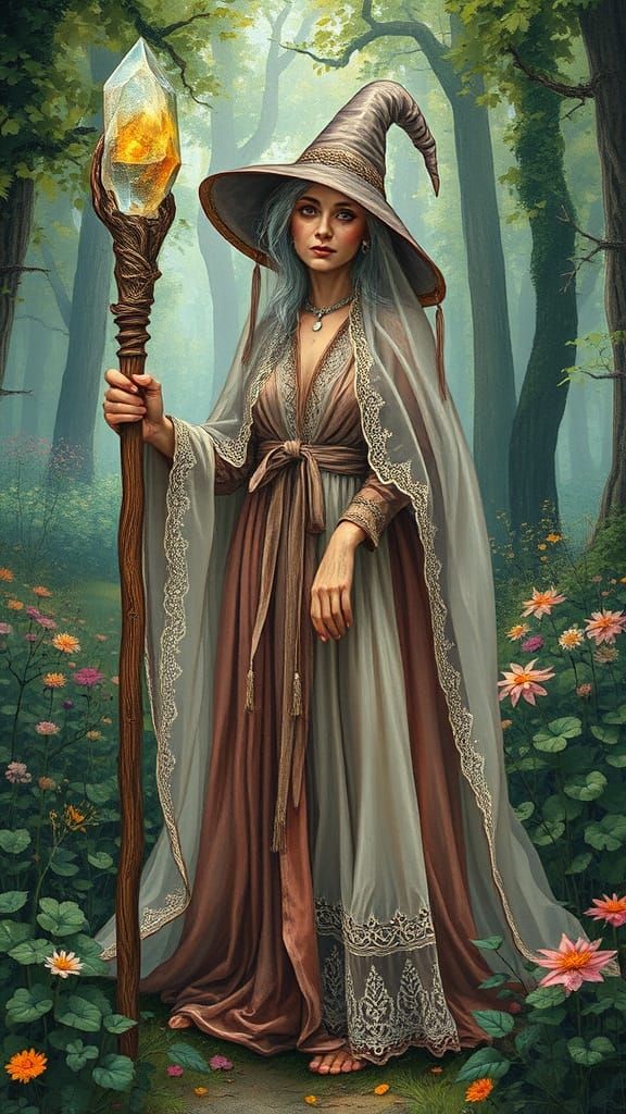 Mage of the Forest - Forest Witch in Expressionist Folk Art ...