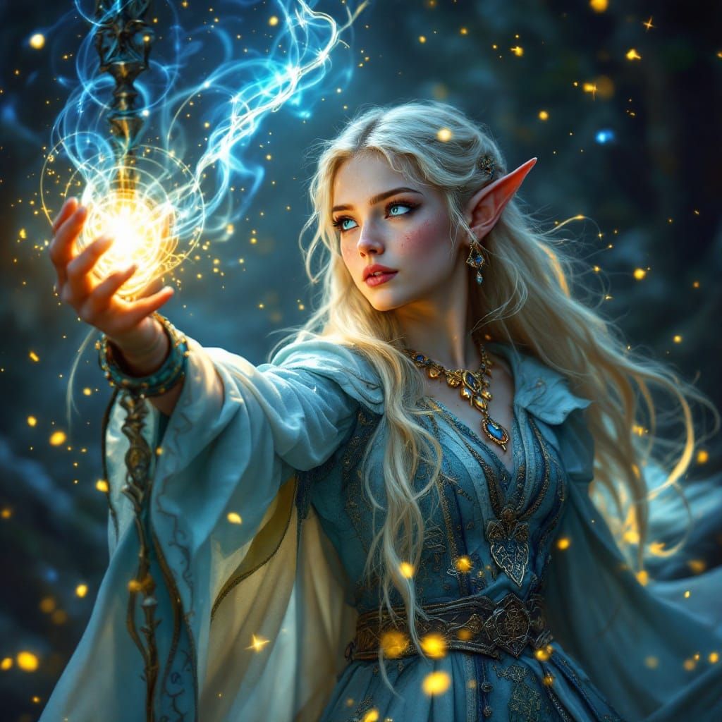 Casting Light - Ethereal Mage Unleashes Radiant Spell