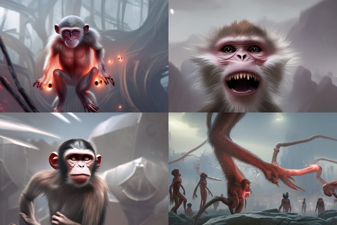 Genetic mutations in monkeys - AI Generated Artwork - NightCafe Creator