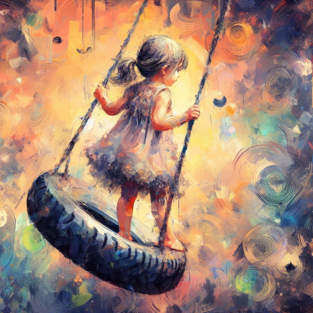 Reproduce A Girl Standing On A Tire Swing Ai Generated Artwork