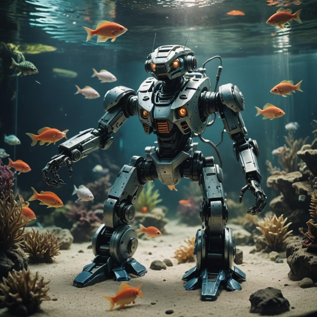 Mecha tropical robot aquarium robot fishes - AI Generated Artwork ...