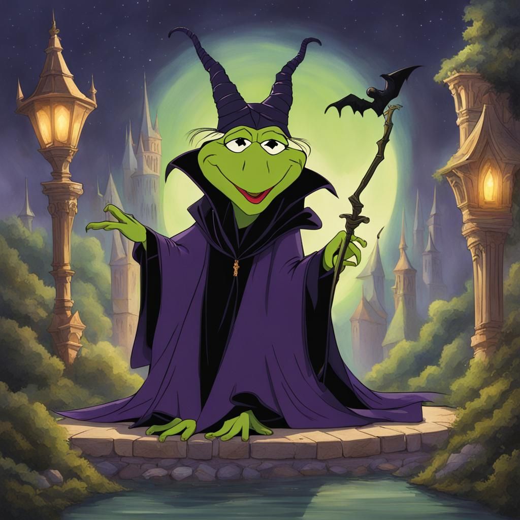 Kermit the frog as Maleficent - AI Generated Artwork - NightCafe Creator