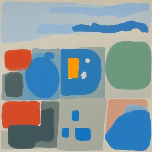 assiduous, style of Etel Adnan, colour palette blue - AI Generated ...