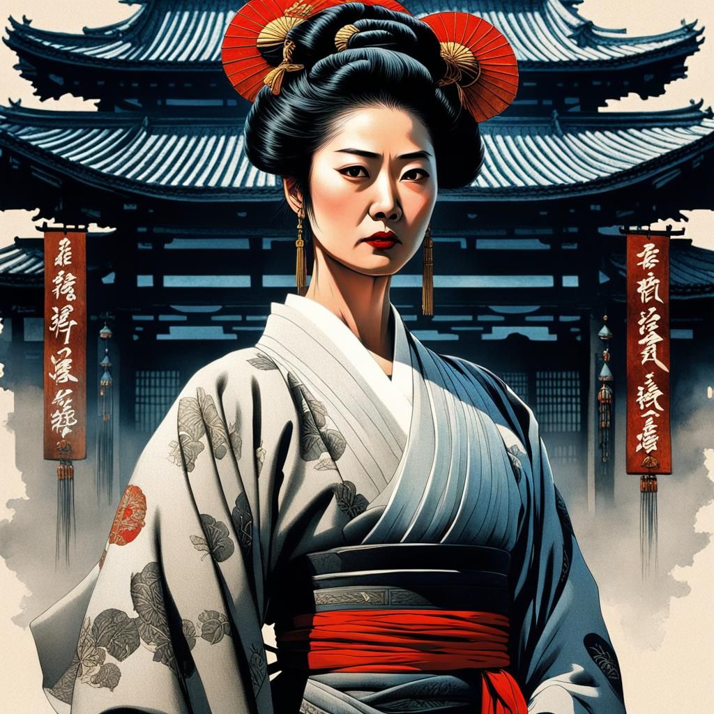 A compelling poster featuring beautiful Lady Kaede, the powerful ...