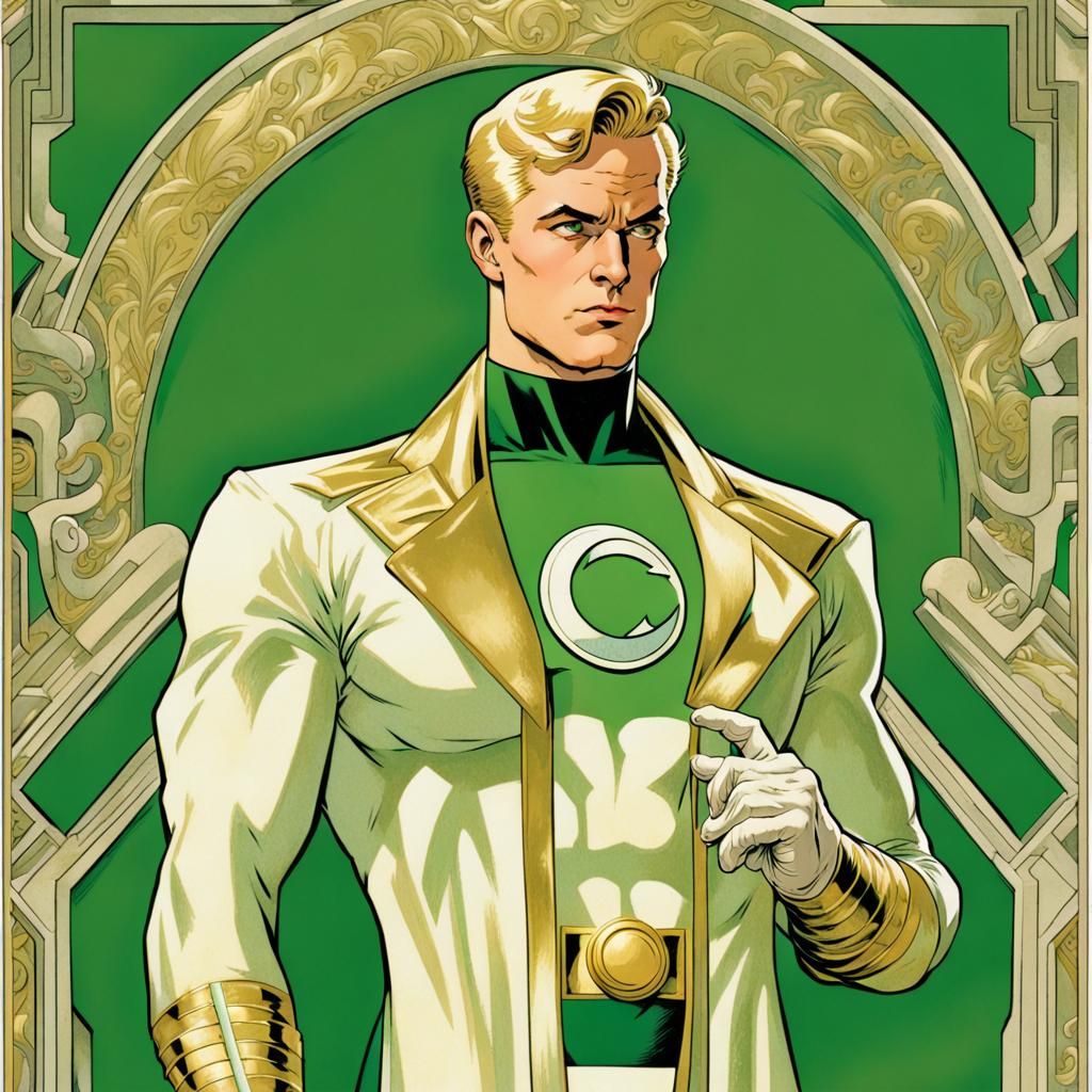 DC Comics Golden Age Green Lantern Alan Scott drawn in the art deco ...
