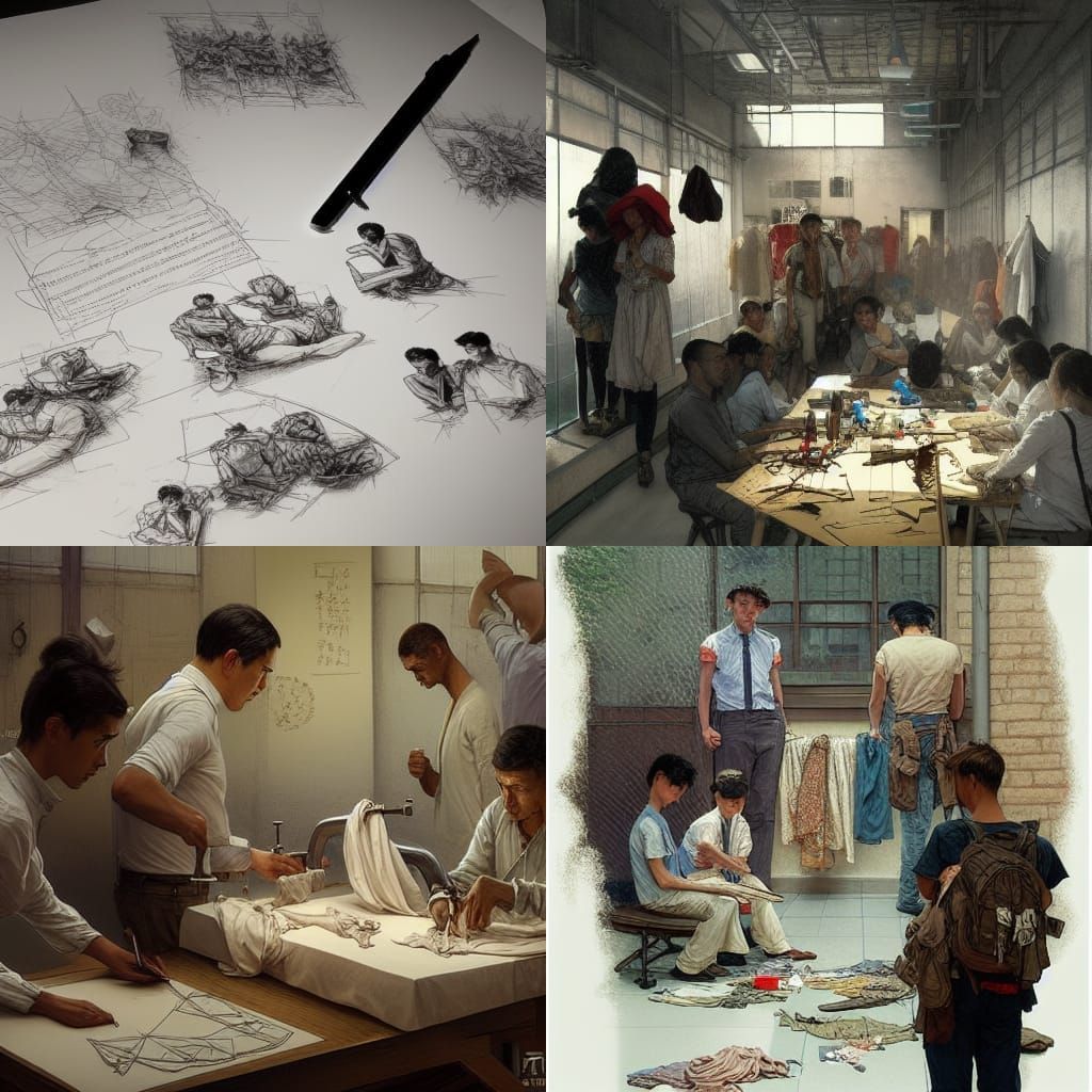 Activities for the detainees, learning tailoring, sewing, minimalistic ...